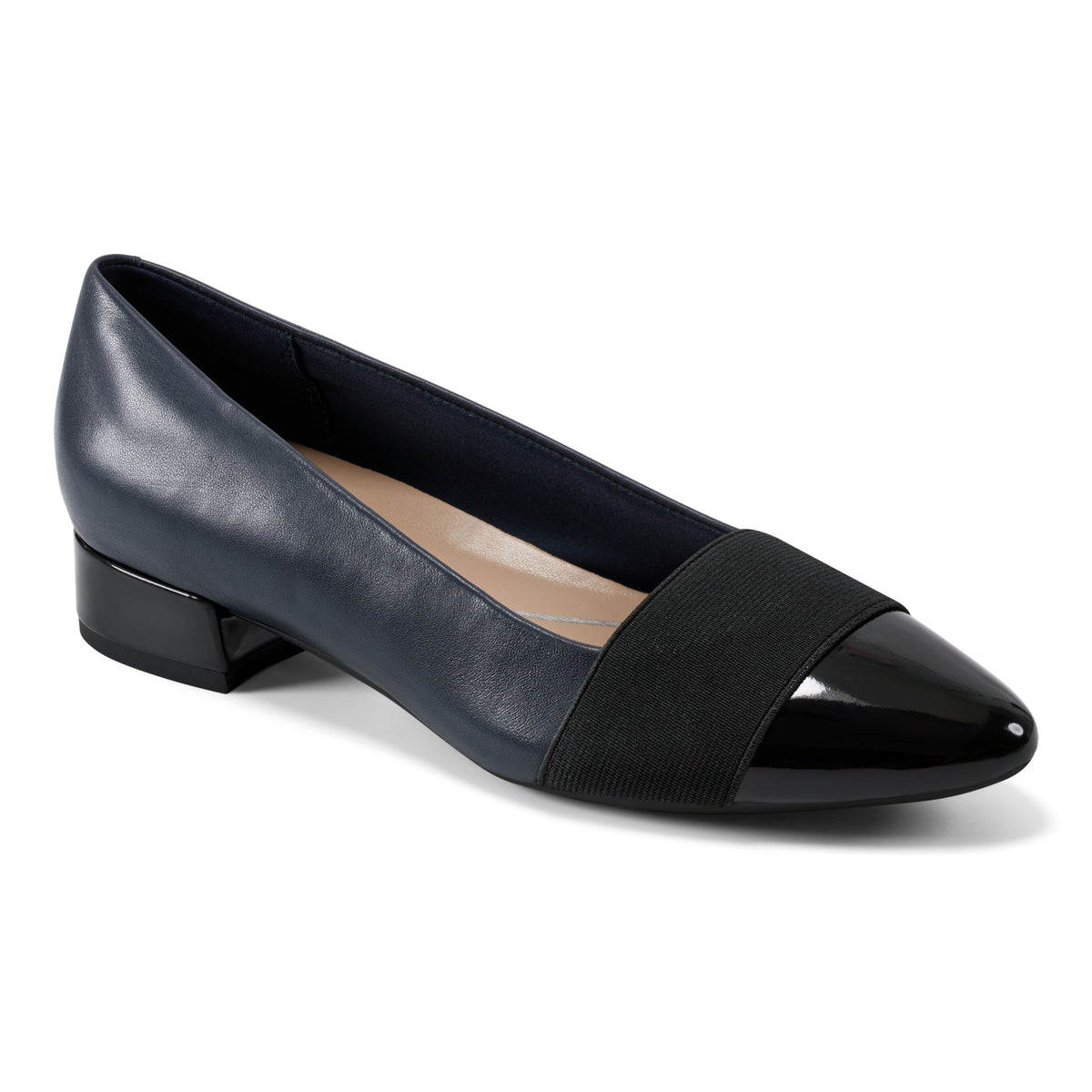 Women's Casta Cap Toe Dress Pumps - Navy Leather | Easy Spirit