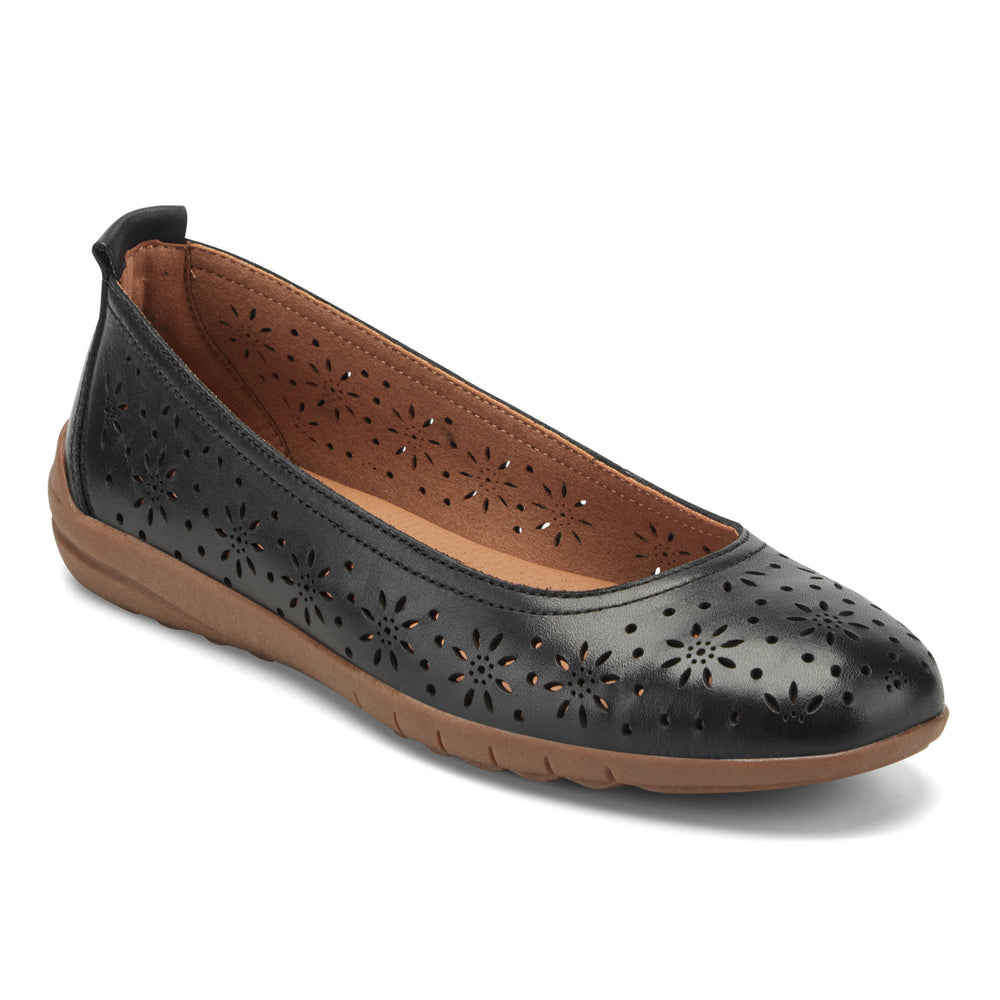 Women's Araceli Leather Ballet Flats - Black Leather | Easy Spirit